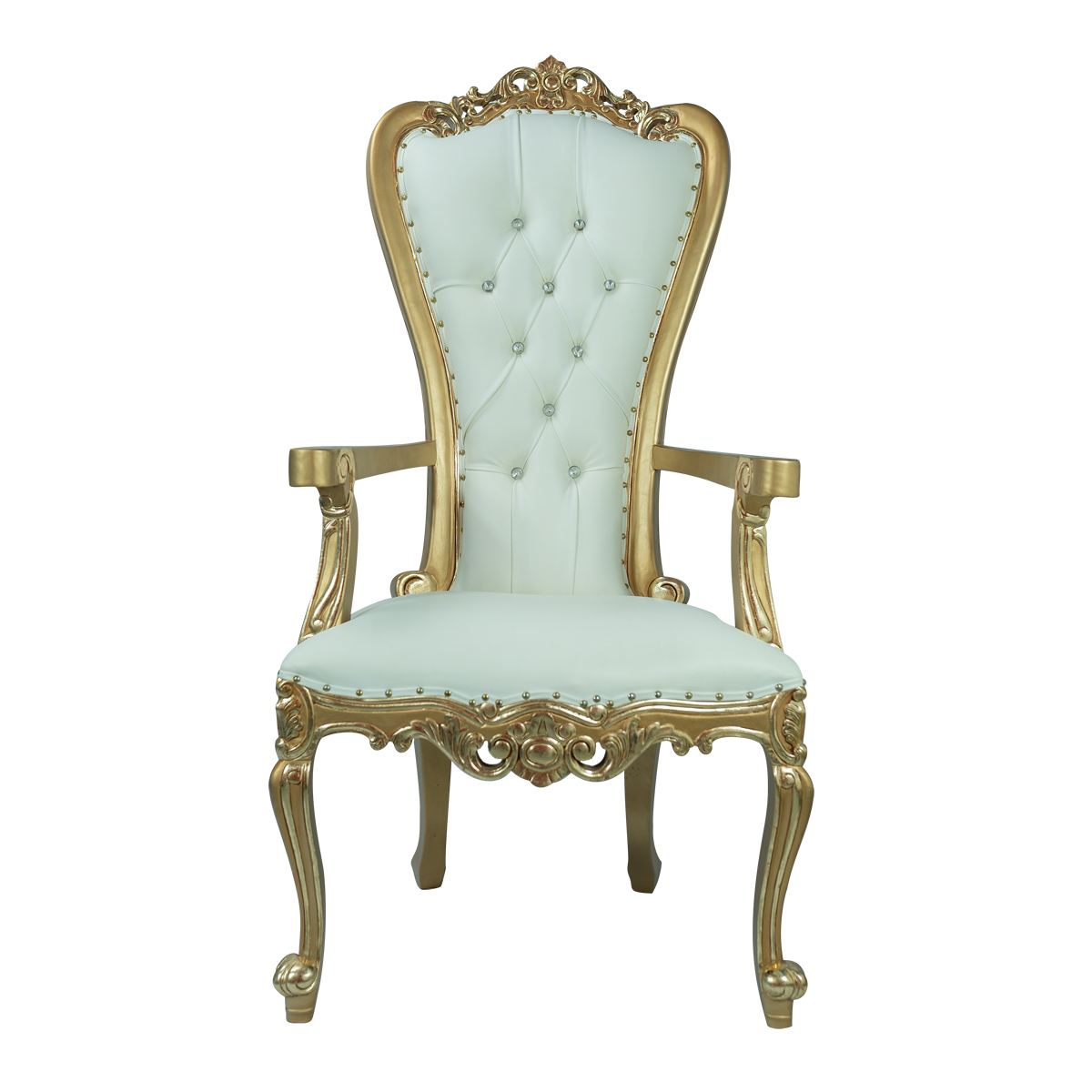 Small Throne Chair Gold & White - ramfurnituretx